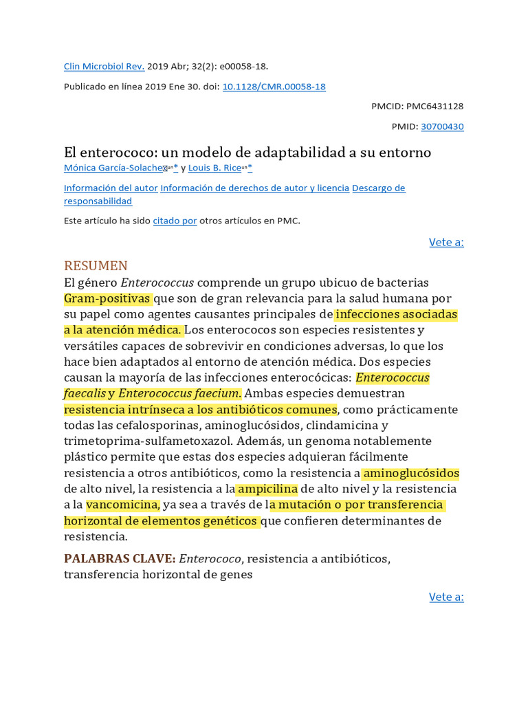 Enterococcus | PDF | Penicilina | Beta lactamasa