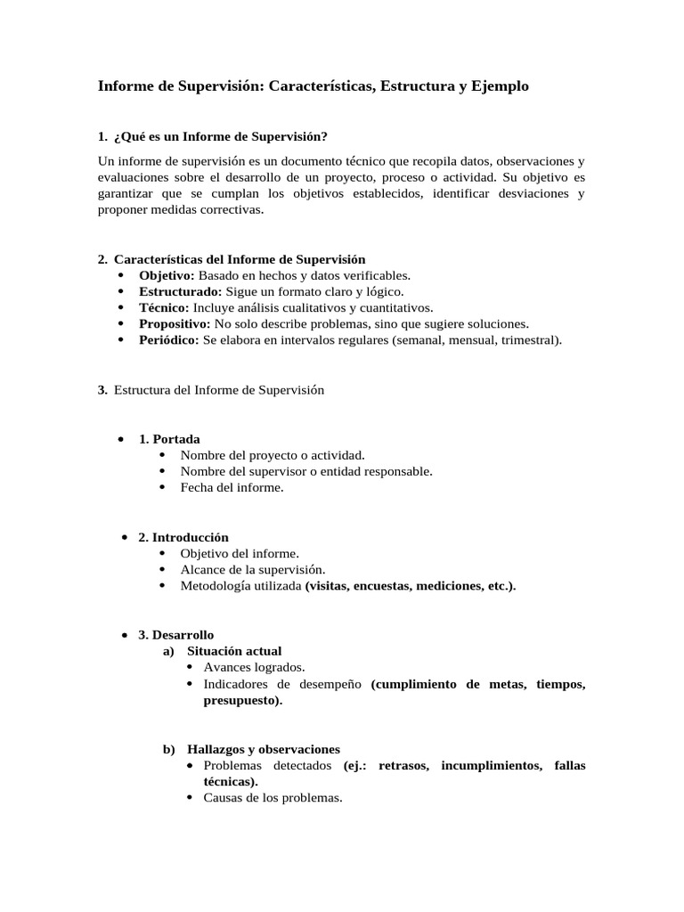 Informe de Supervisión: Estructura y Ejemplo | PDF | Presupuesto