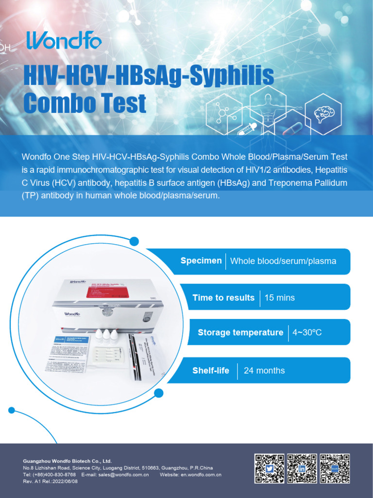 Wondfo Combo Test for HIV, HCV, HBsAg | PDF | Blood Plasma | Hepatitis C