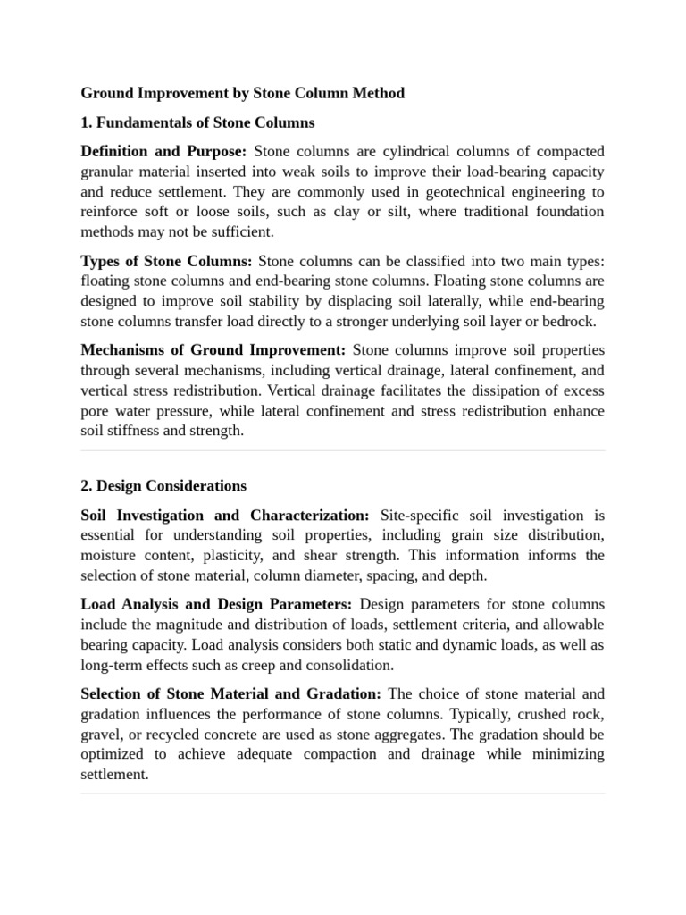 Ground Improvement by Stone Column Method | PDF | Soil | Strength Of ...