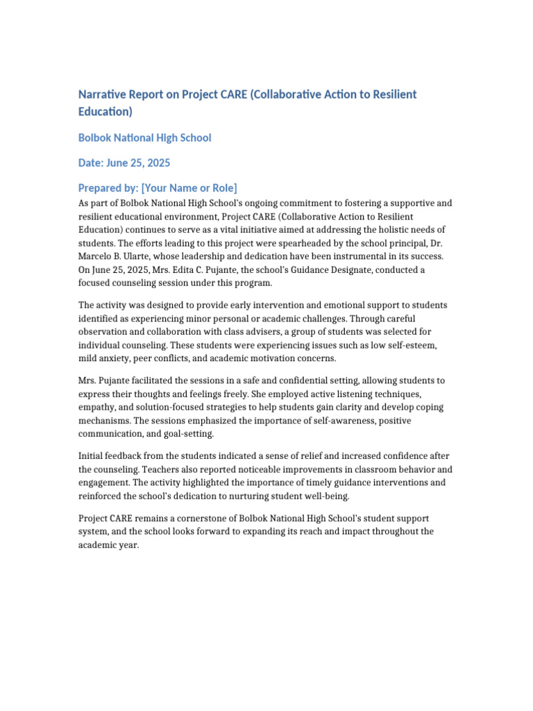 Project CARE Newsletter | PDF