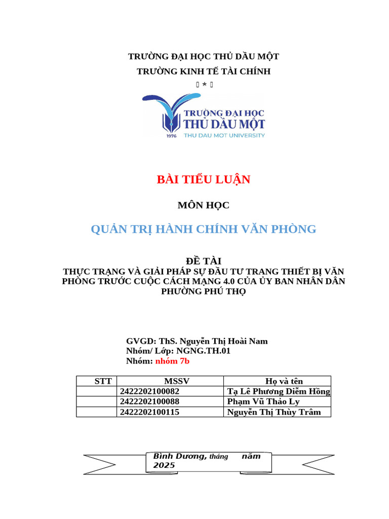 tiểu luận qthcvp | PDF