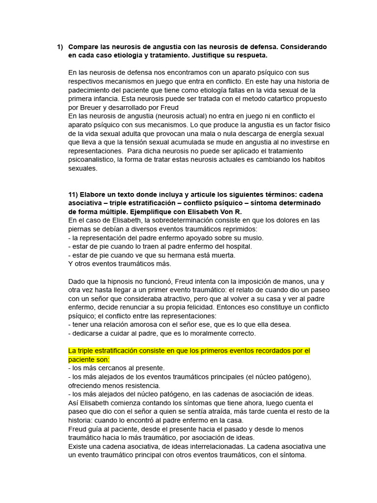 Posibles Pregs Parcial | PDF | Trauma psicólogico | Neurosis