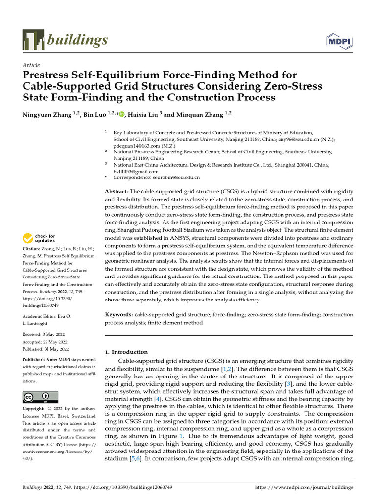 Prestress Self-Equilibrium Force-Finding Method Fo | PDF | Stress (Mechanics) | Finite Element ...