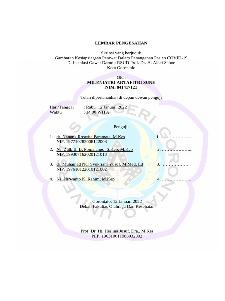 Lembar Pengesahan Skripsi | PDF