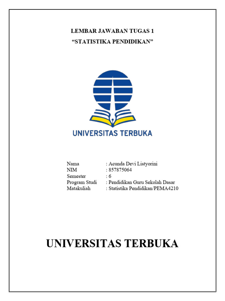 Tugas 1 Acunda Devi Listyorini 857875064 PEMA4210 | PDF