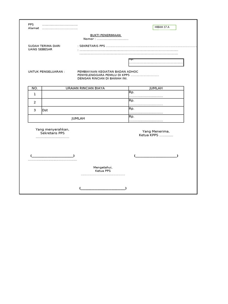 Contoh - Hibah.17.a Penerimaan Dana Kpps | PDF