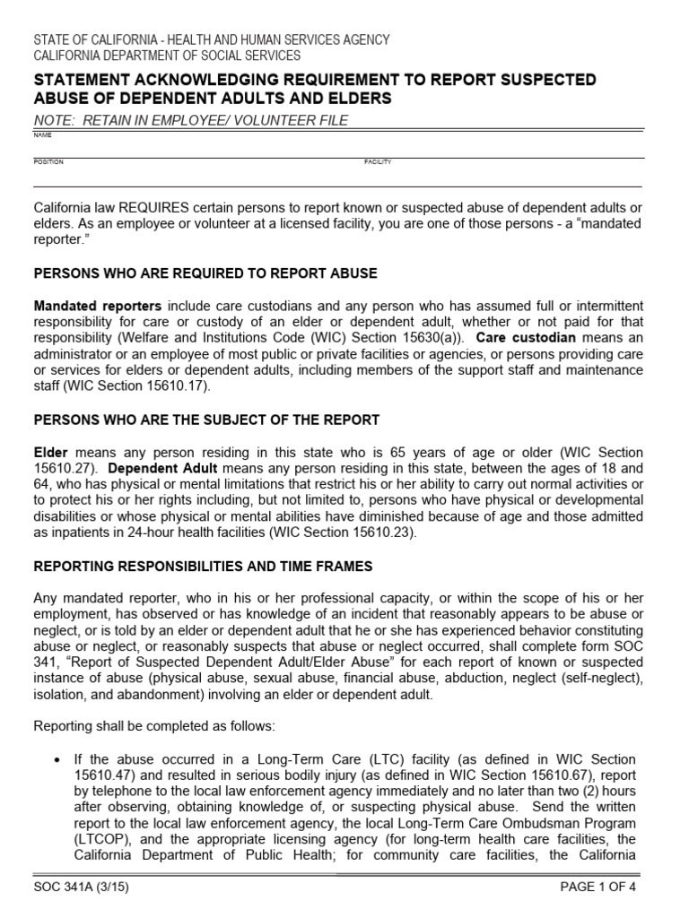 SOC 341: Mandatory Reporting Guidelines | PDF | Assault | Criminal Law