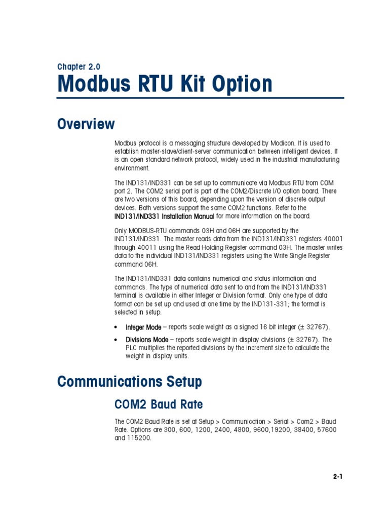 IND 131 331 Serial Modbus Manual | PDF | Input/Output | Bit IND 131 331 Serial Modbus Manual | PDF | Input/Output | Bit