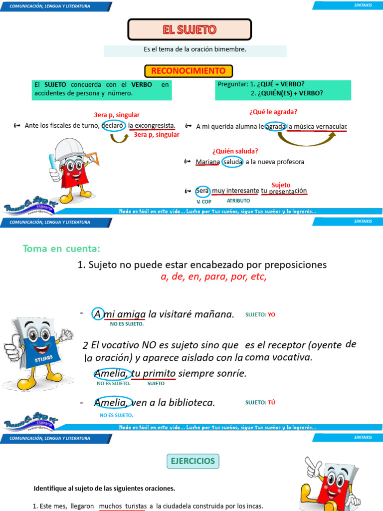Sujeto: Tipos y Estructura Sintáctica | PDF | Asunto (gramática ...