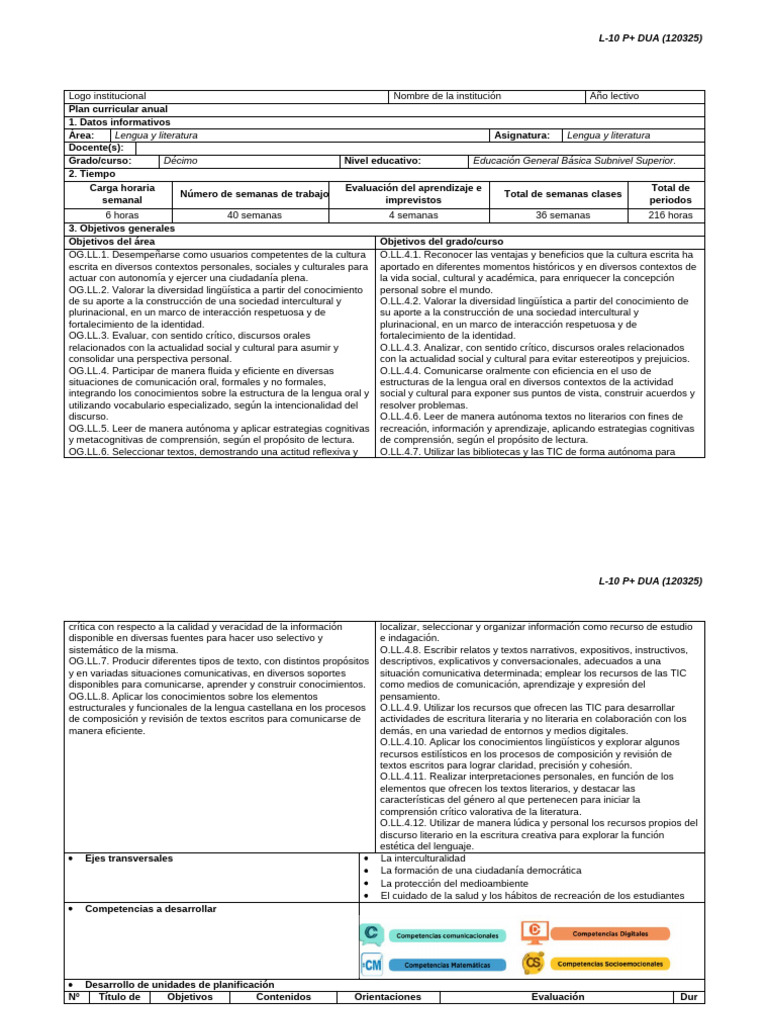 PCA-PUD (DUA) Lengua 10 EGB Portafolio Mentor | PDF | Hablar en público | Aprendizaje