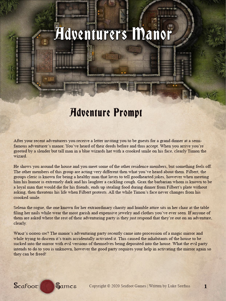 Adventurers Manor Adventure Prompt | PDF
