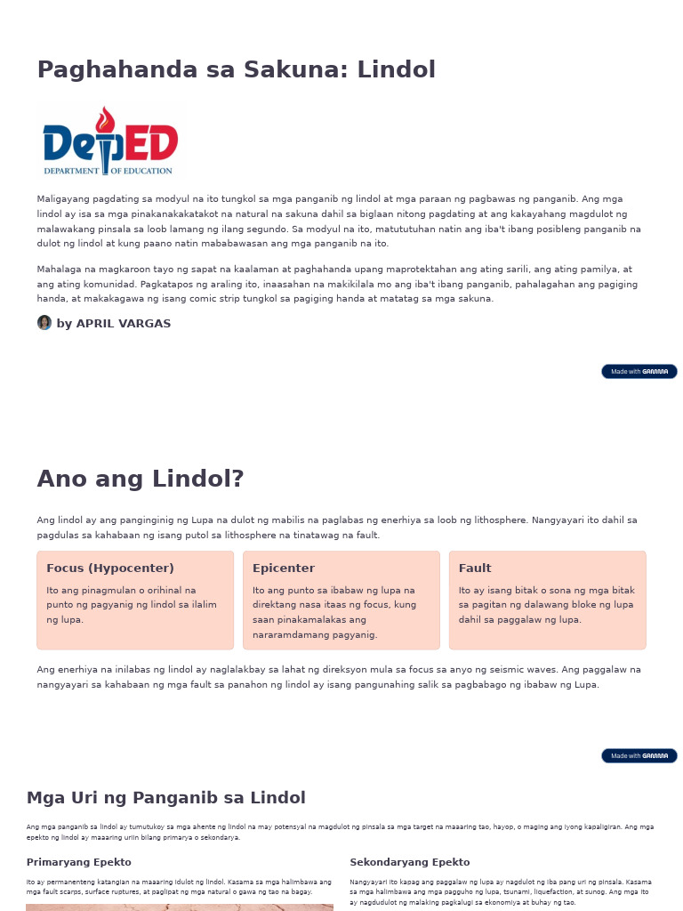 Paghahanda Sa Sakuna Lindol | PDF