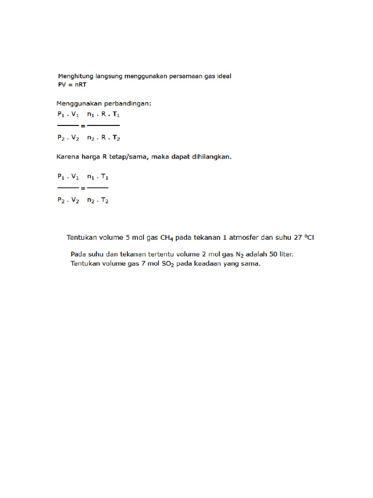 Rumus Volume Gas Non STP | PDF