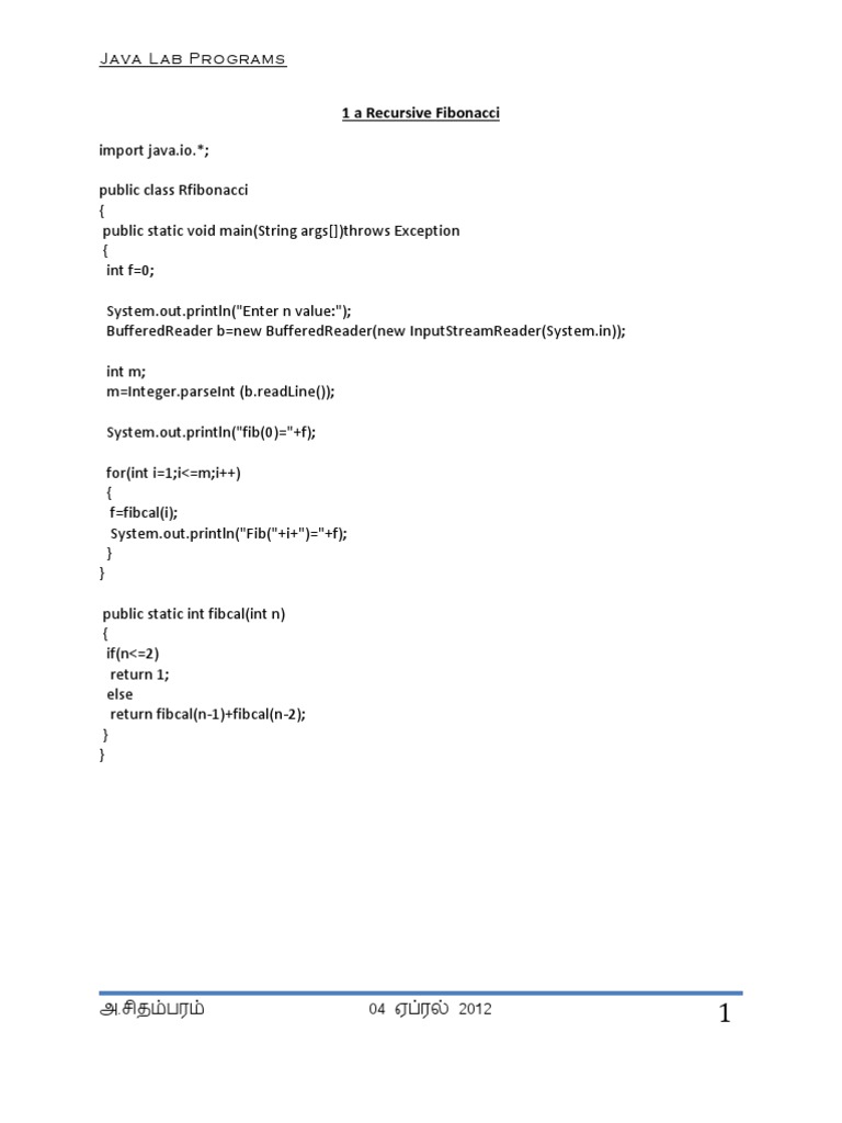 1 A Recursive Fibonacci | PDF | String (Computer Science) | Array Data ...