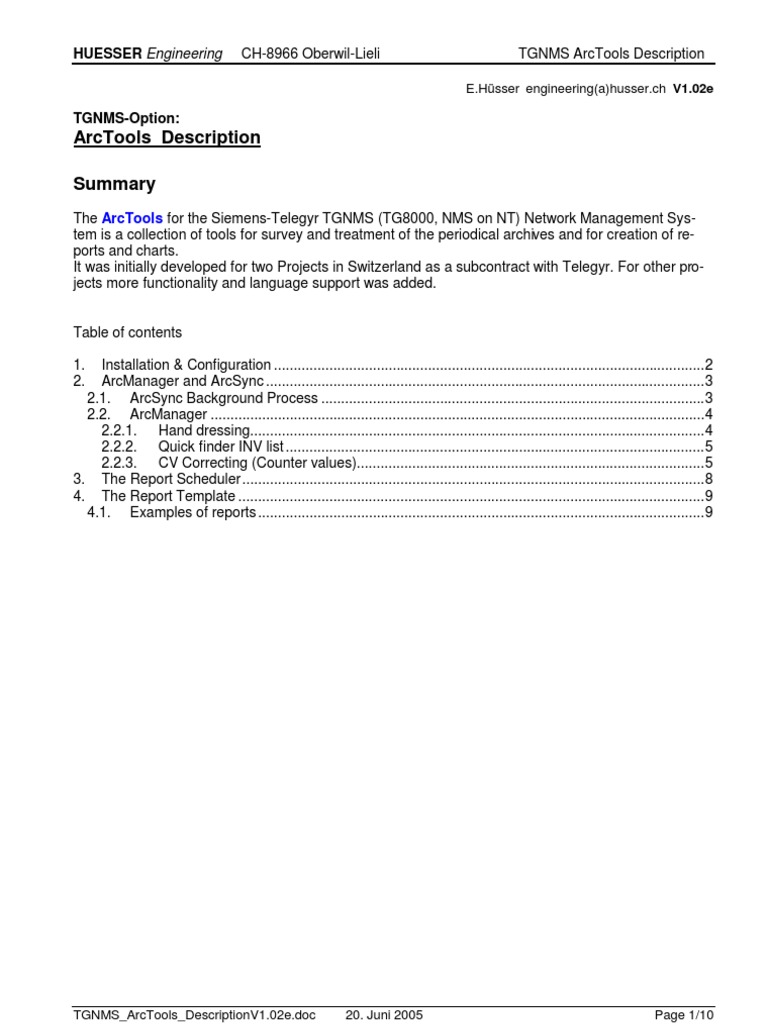 TGNMS ArcTools DescriptionV1 02e | PDF | Microsoft Excel | Microsoft Sql Server