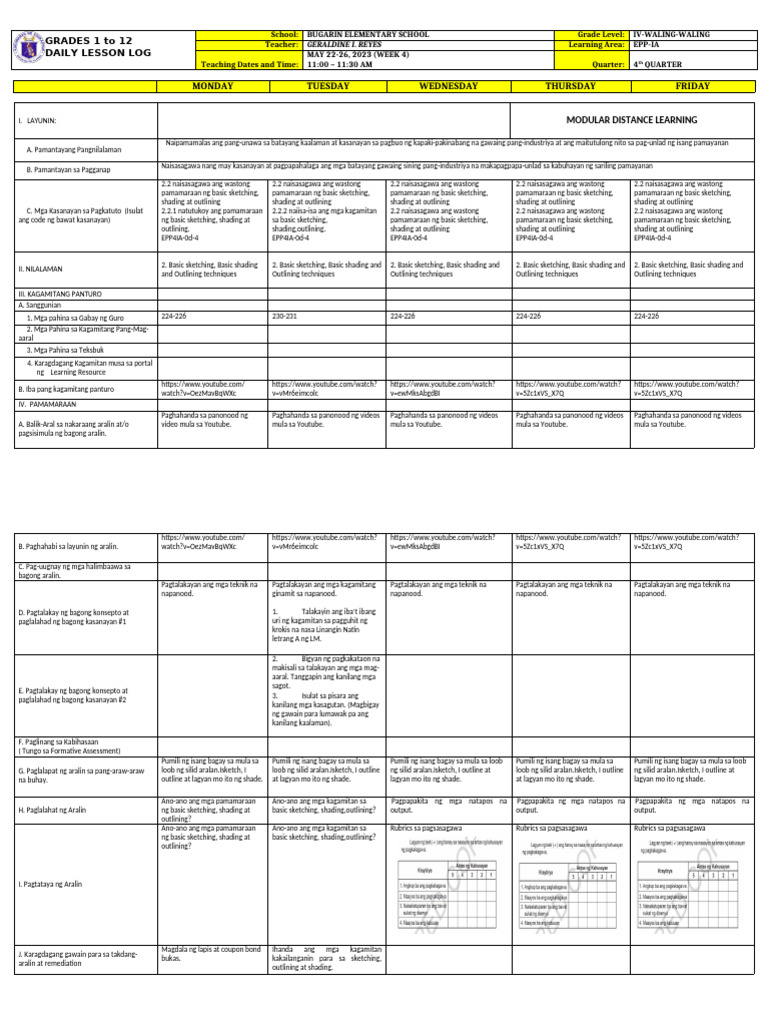 DLL - Epp 4 - Q4 - W4 | PDF