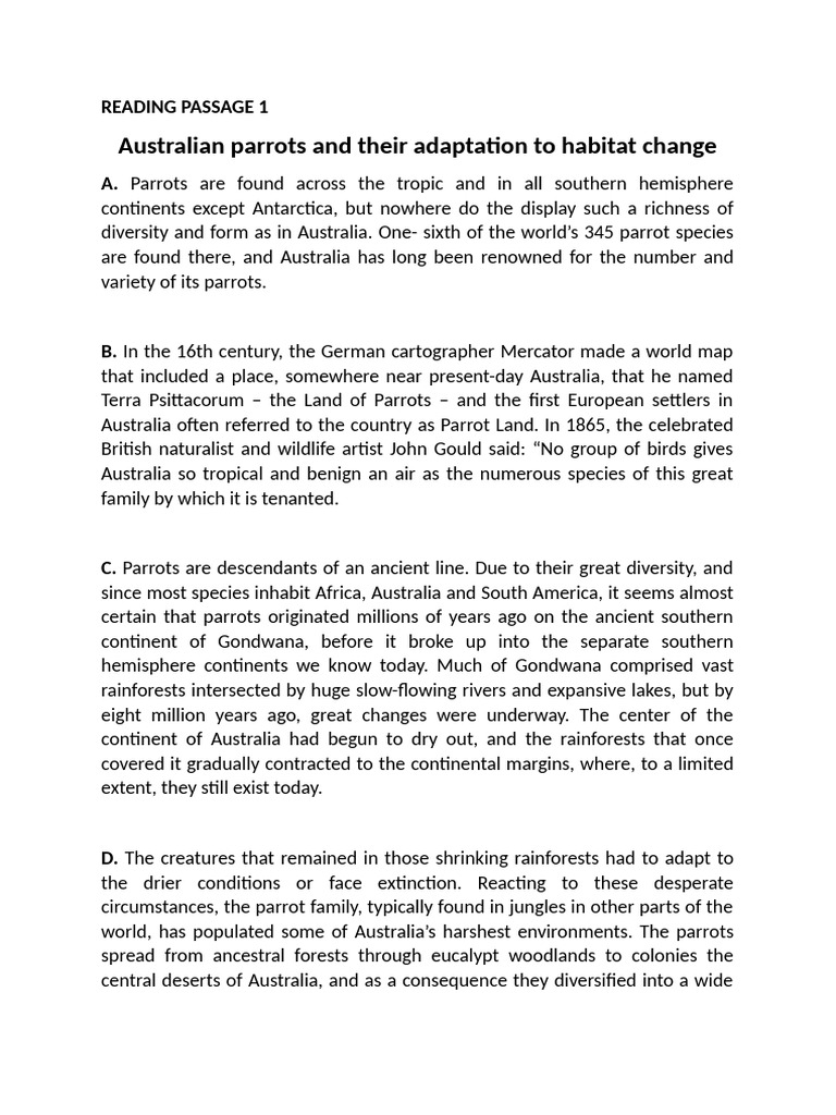Australian Parrots and Their Adaptation To Habitat Change | PDF ...