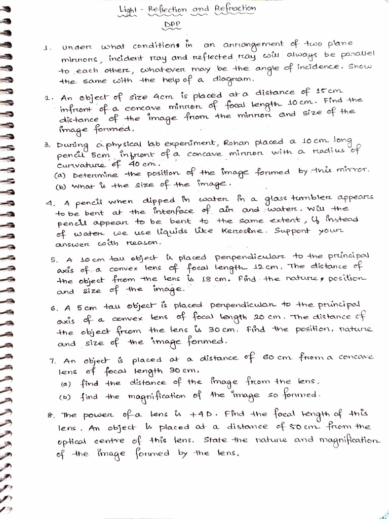 Reflection and Refraction DPP 2 | PDF | Glass Applications | Lenses