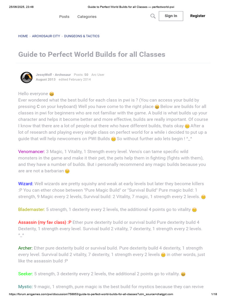Guide To Perfect World Builds For All Classes - Perfectworld-Pwi | PDF