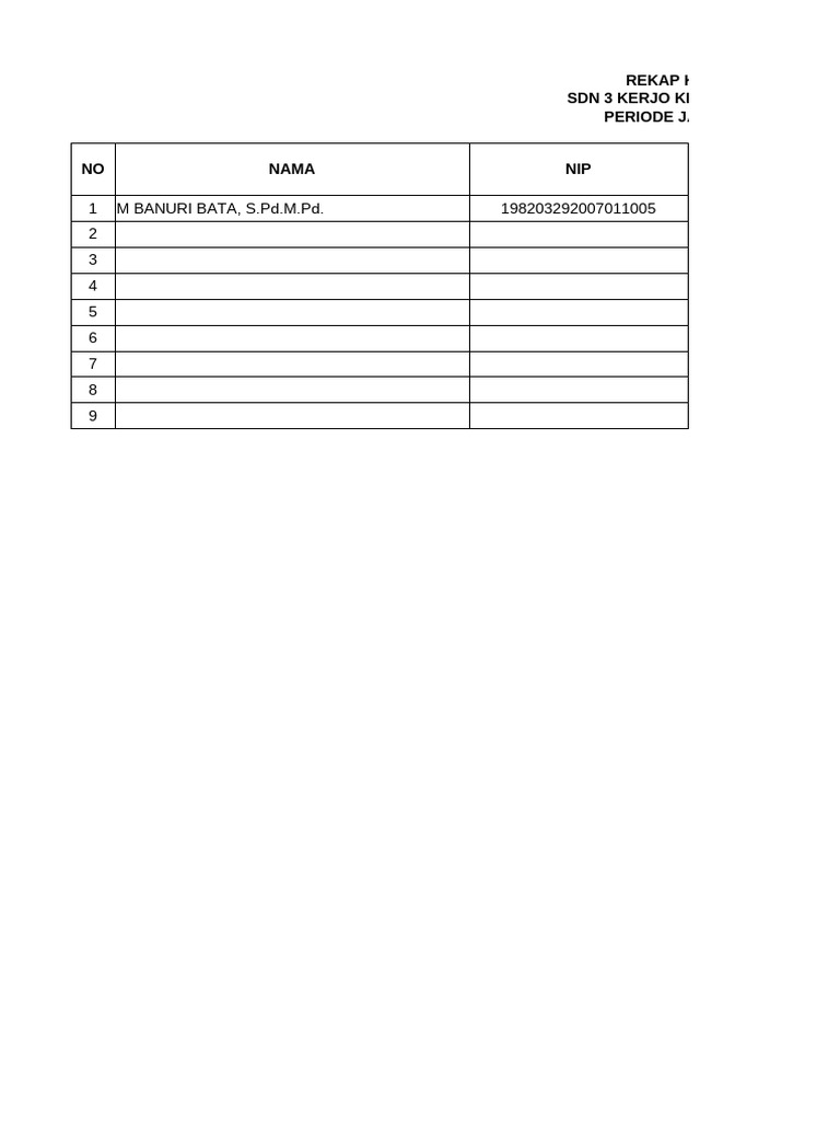Form Rekap Keterlambatan | PDF