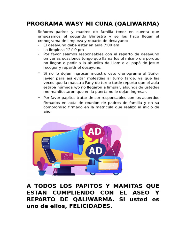 Programa Wasy Mi Cuna | PDF