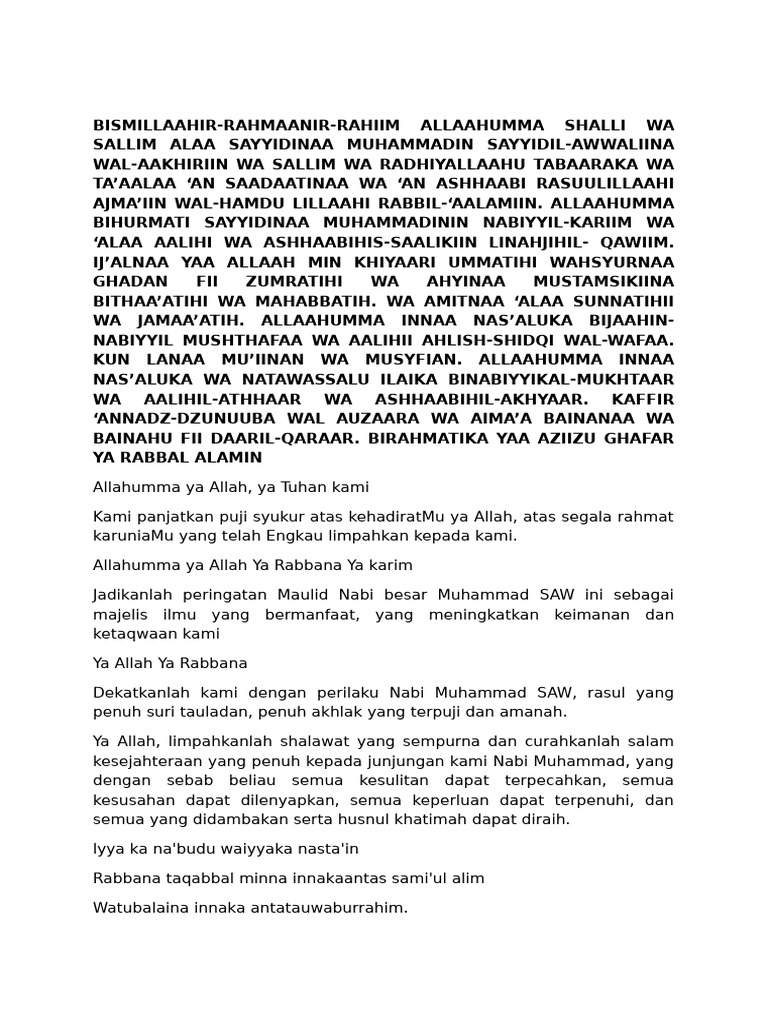 Doa Maulid Nabi Muhammad SAW | PDF
