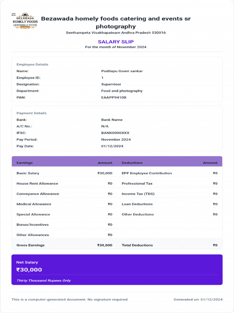 Salary Slip Podilapu Gowri Sankar February 2024-2025 | PDF
