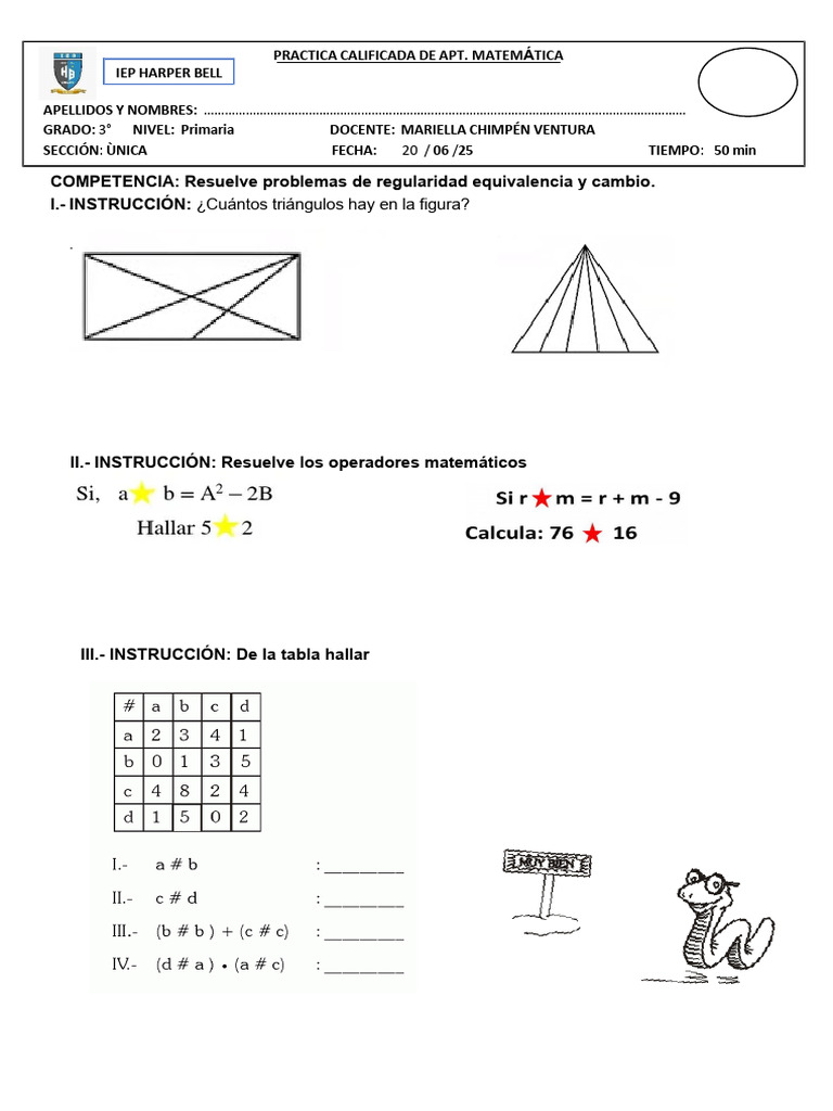 Práctica de Matemáticas para 3° Primaria | PDF