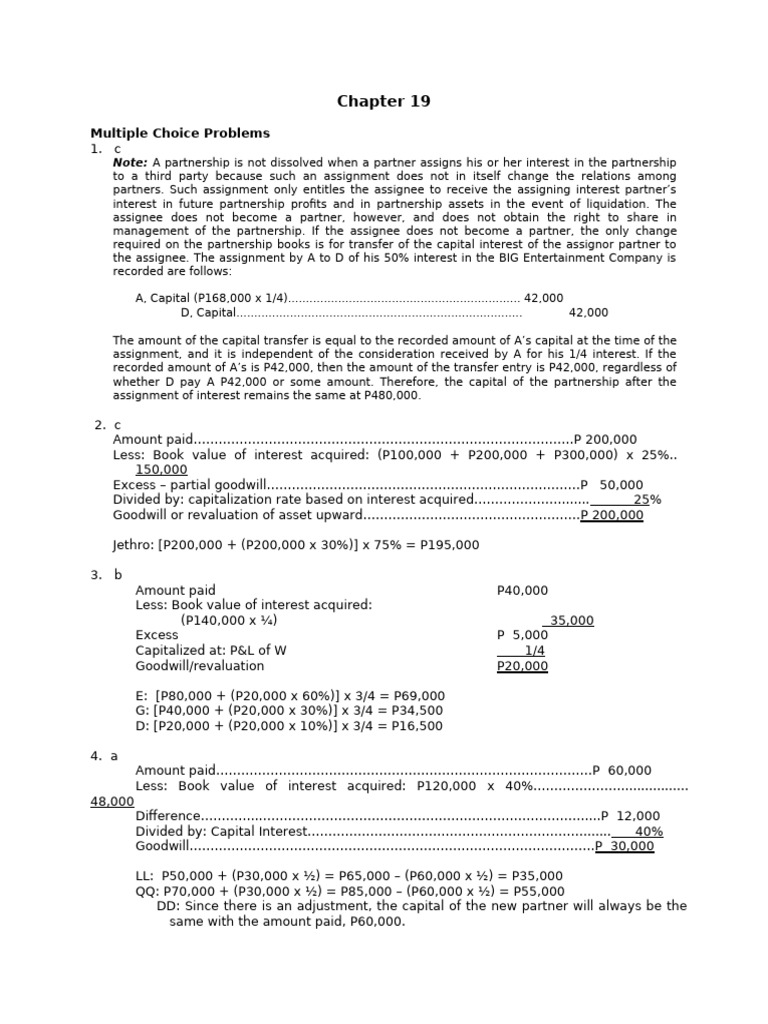 Solution Chapter 19 Rev Final | PDF | Goodwill (Accounting ...