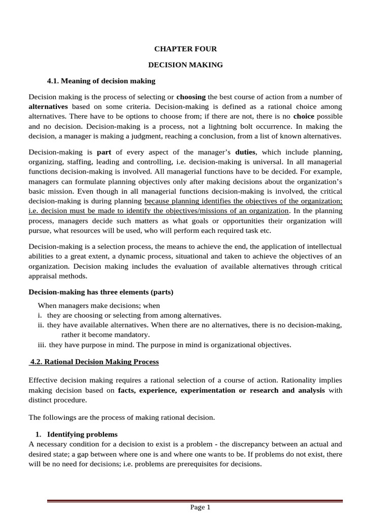Intro CHAPTER 4 Decision Making | PDF | Decision Making | Risk