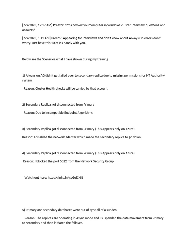 Interview Preparation | PDF | Databases | Microsoft Sql Server
