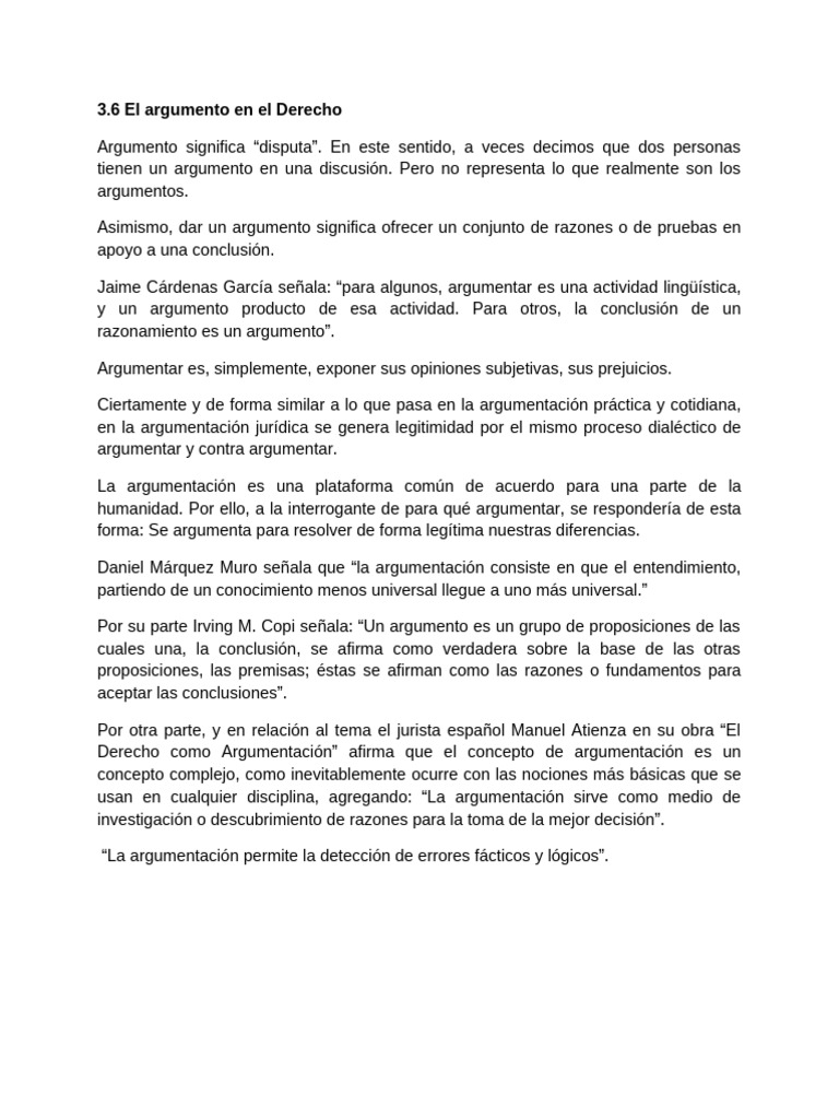 Tipos y Funciones del Argumento en Derecho | PDF | Argumento ...