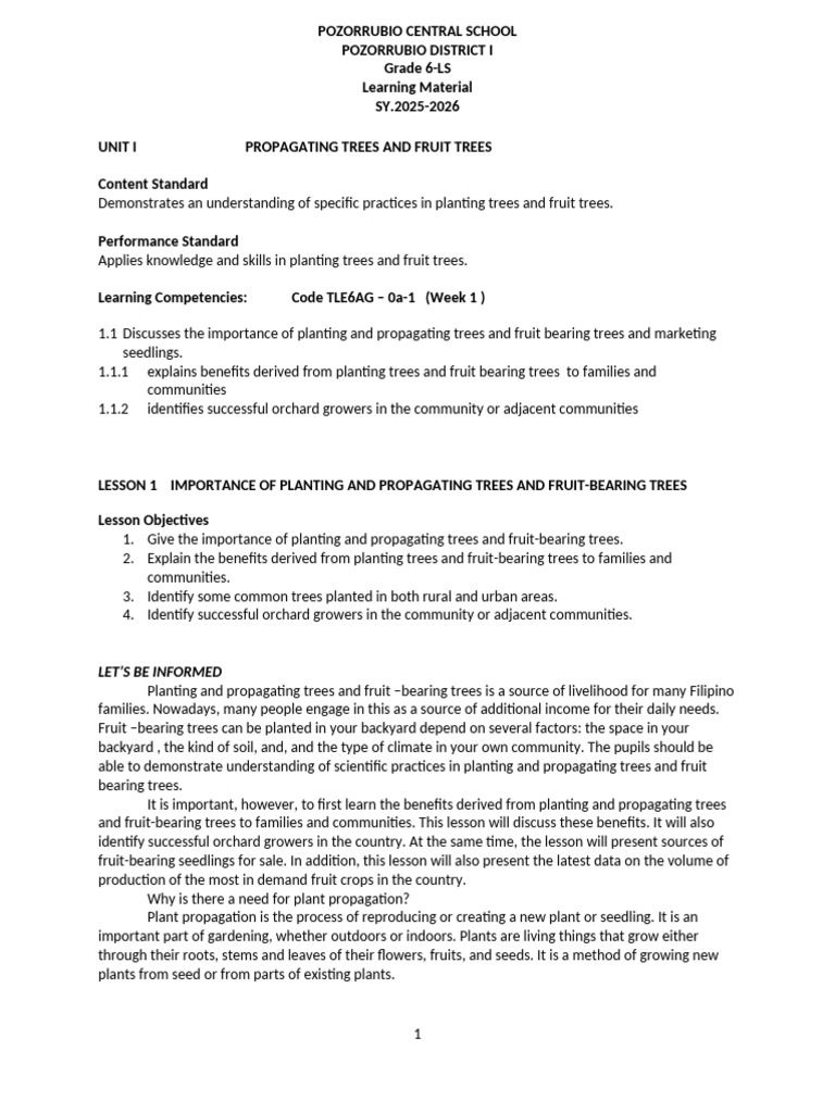 LM EPP 6 Agriculture | PDF | Seed | Trees