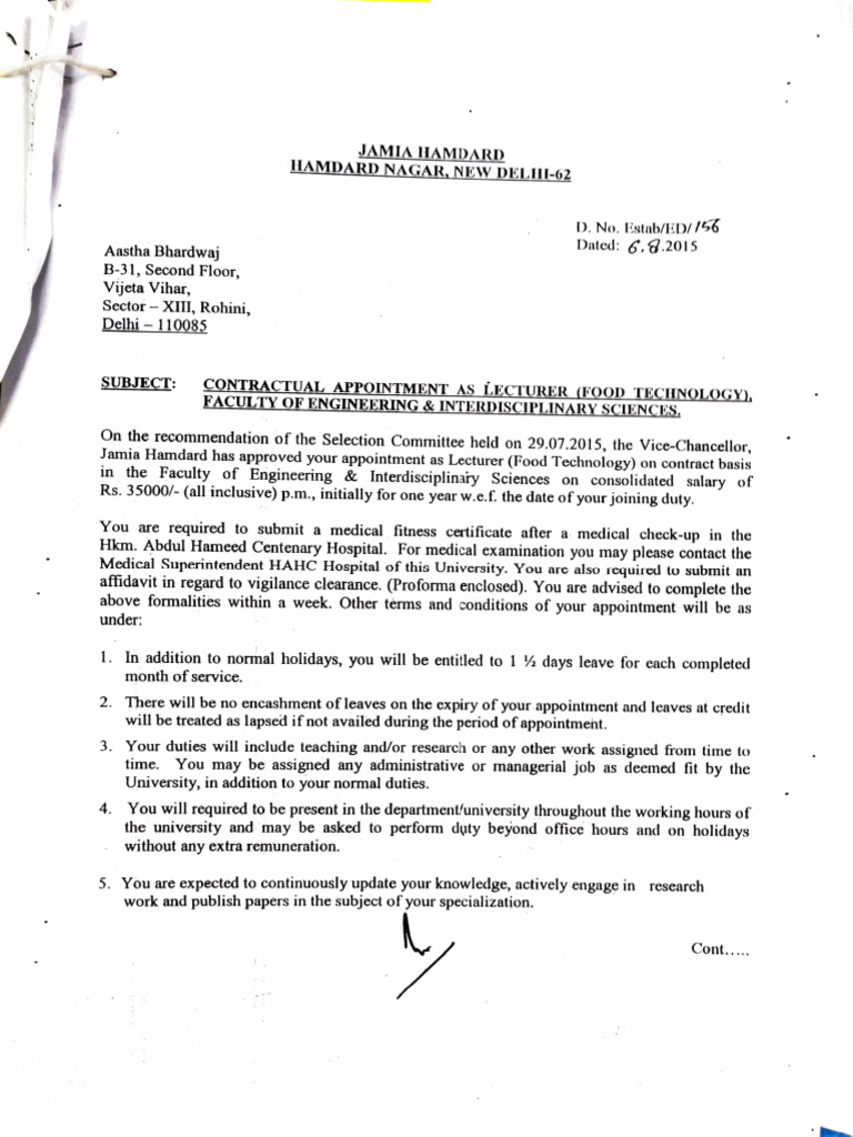 2.2.2 Appointment Letter Final | PDF