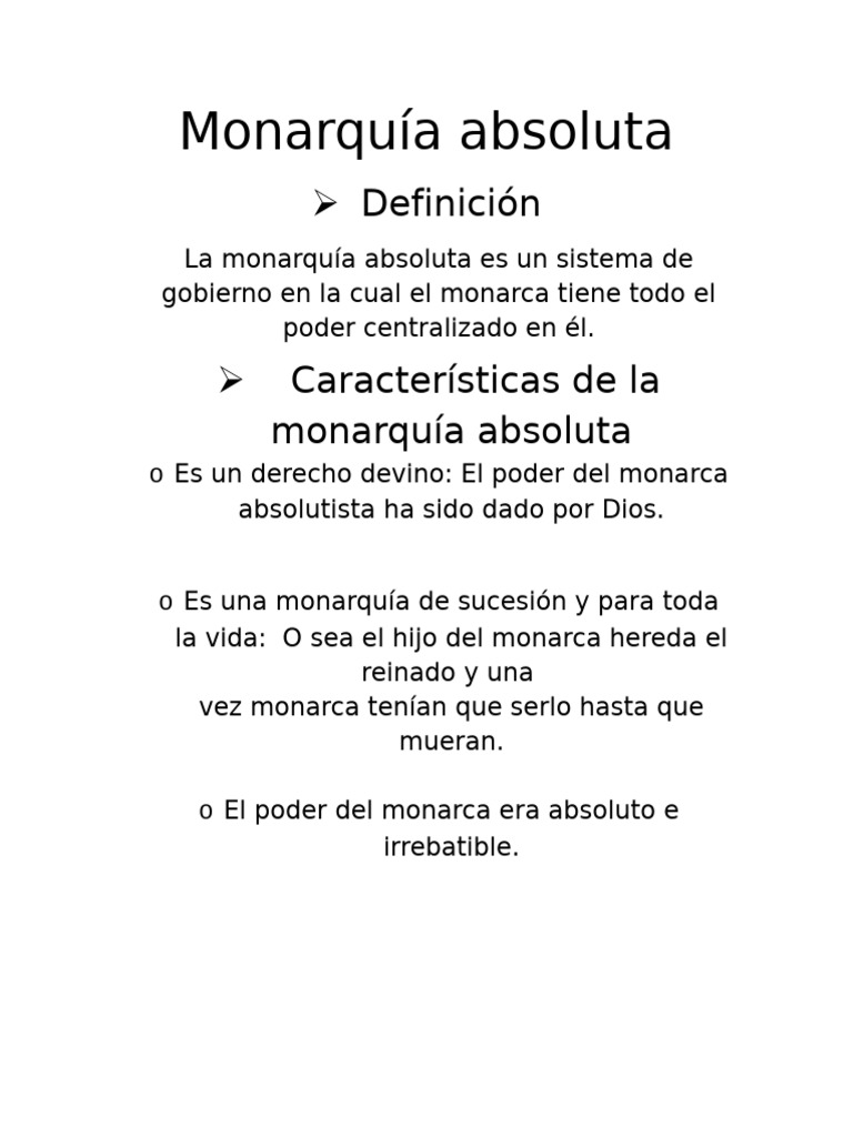 Monarquía Absoluta: Definición y Ejemplos | PDF