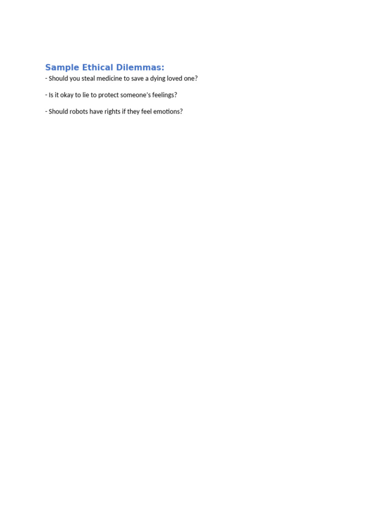 Sample Ethical Dilemmas | PDF