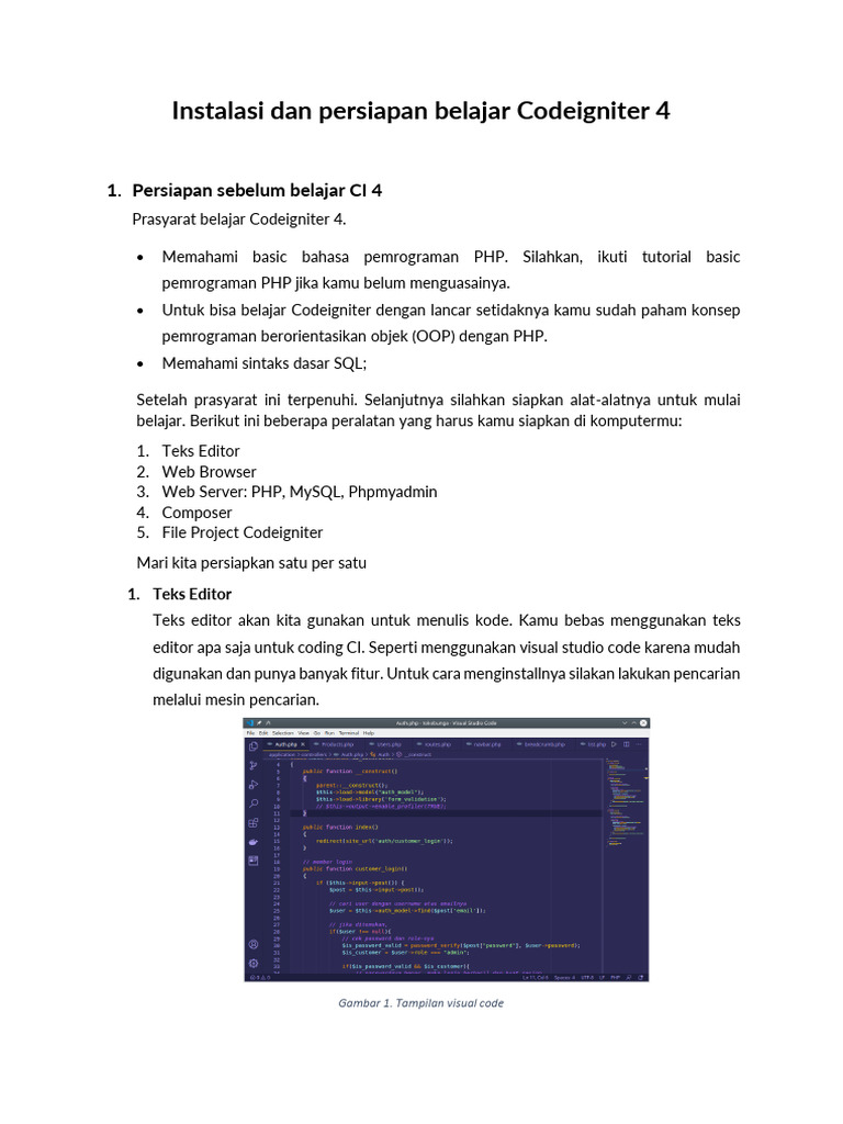 Instalasi Dan Persiapan Belajar Codeigniter 4 | PDF