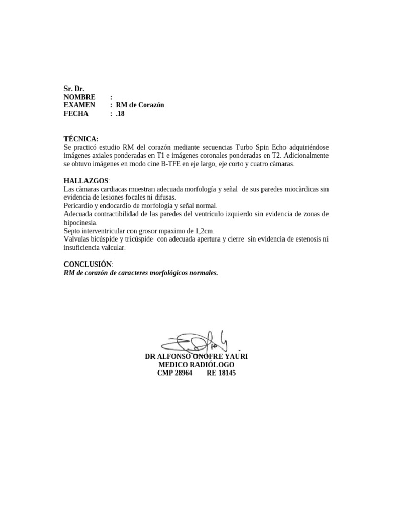 RM del Corazón: Sin Hipocinesia Detectada | PDF