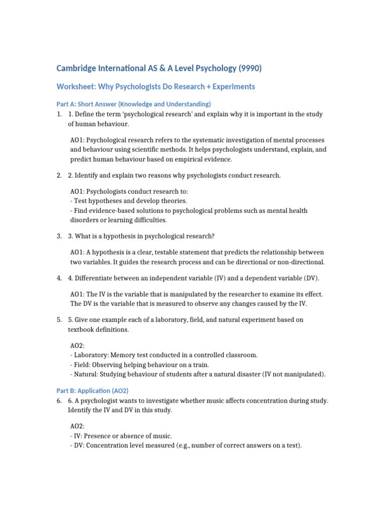 Understanding Psychological Research Methods | PDF | Experiment ...