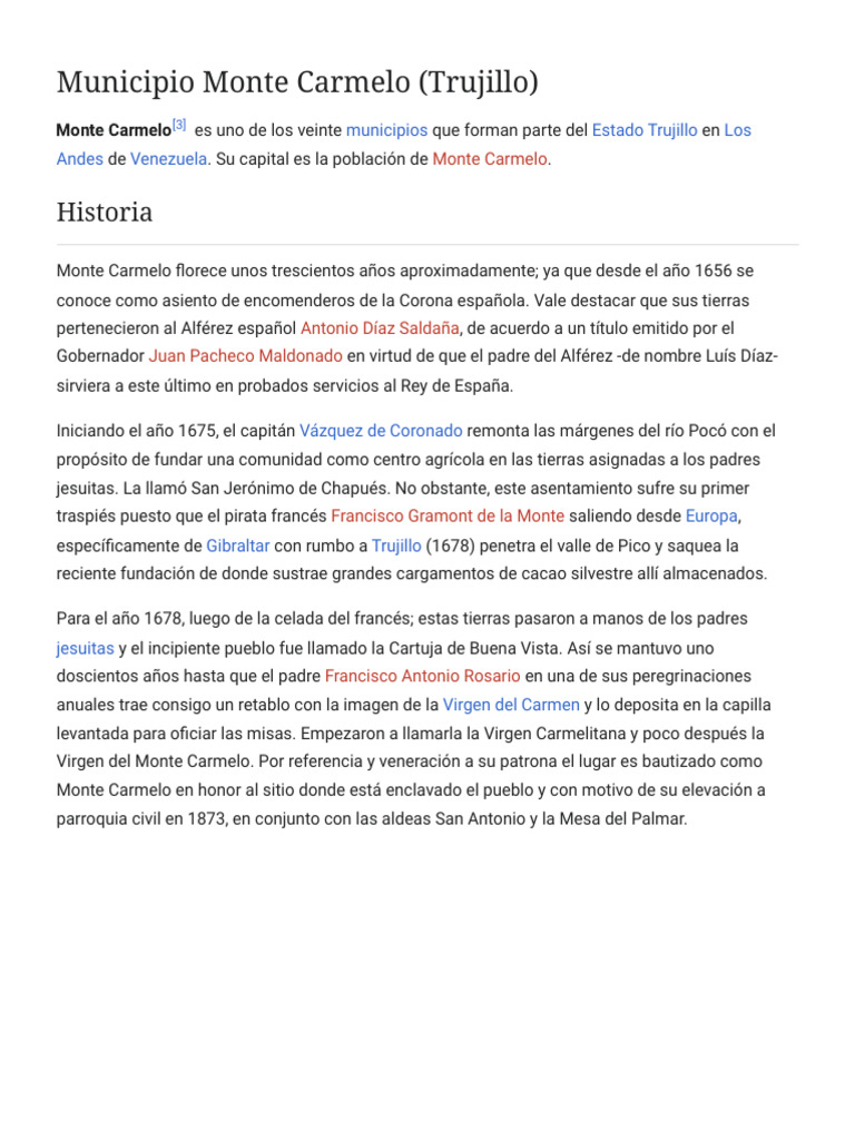 Historia y cultura de Monte Carmelo | PDF