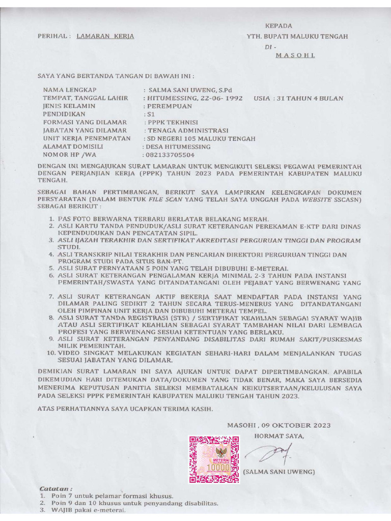 Lamaran Meterai | PDF