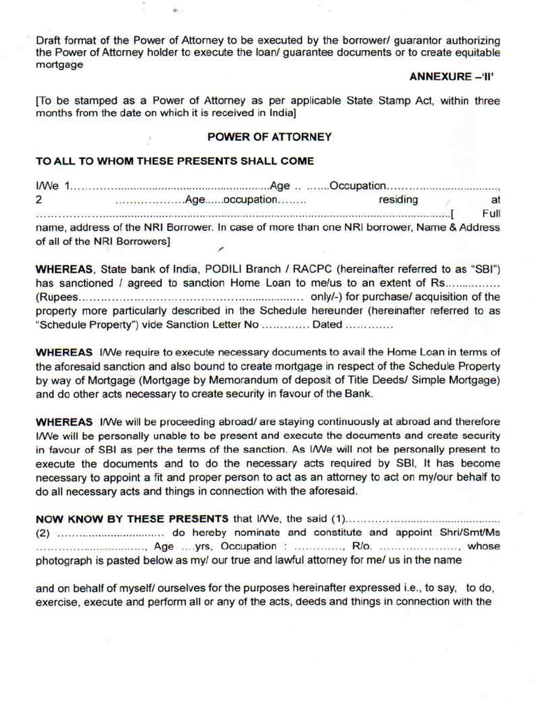 Sbi Bank Nri Notary | PDF