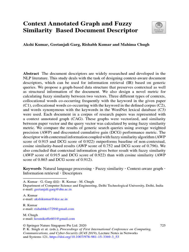Context Annotated Graph and Fuzzy Simila | PDF | Information Science