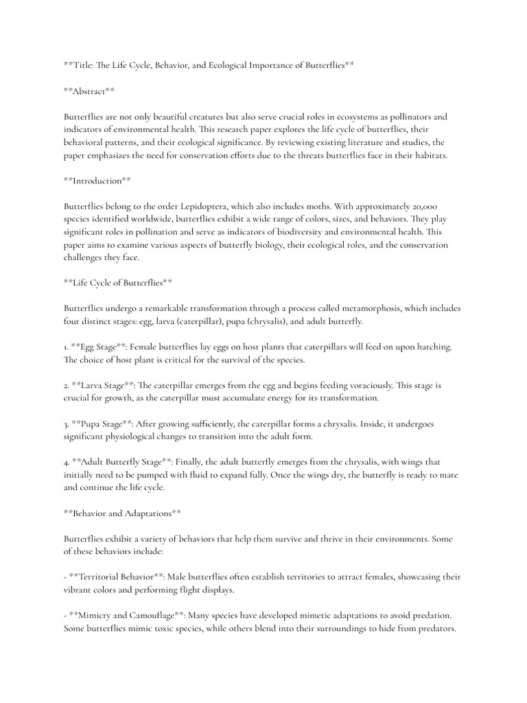 Title - The Life Cycle, Behavior, and Ecological Importance of ...