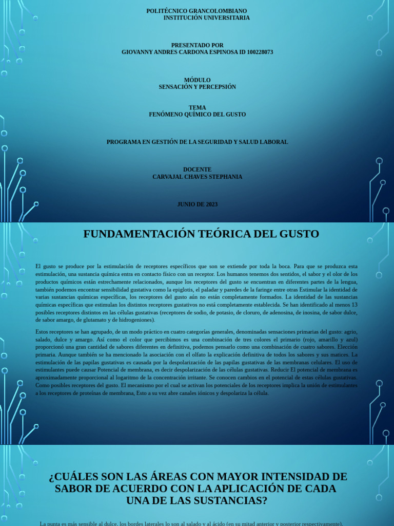 Entrega Final - Sensacion y Percepcion | PDF | Oído | Gusto