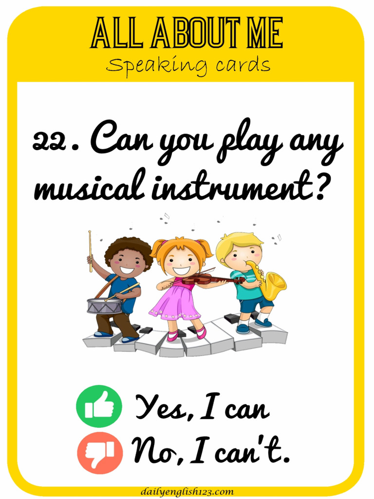 All About Me Speaking Card 022 | PDF