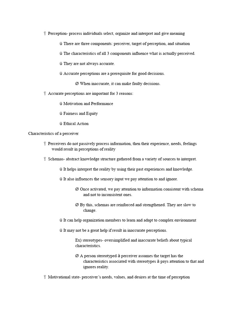 Organizational Behavior Chapter 4 | PDF | Bias | Perception