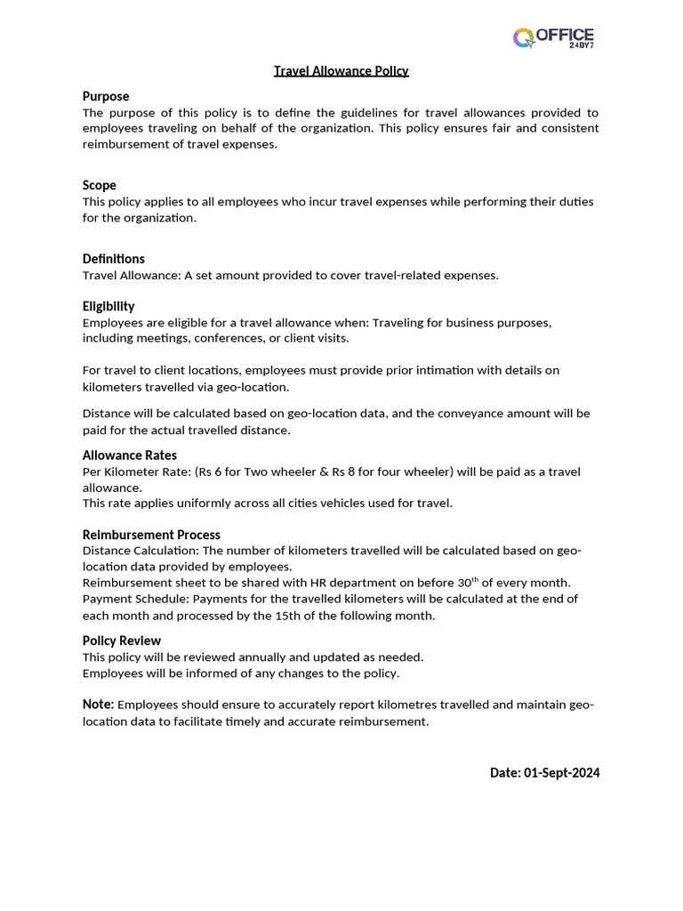 Travel Allowance Policy | PDF