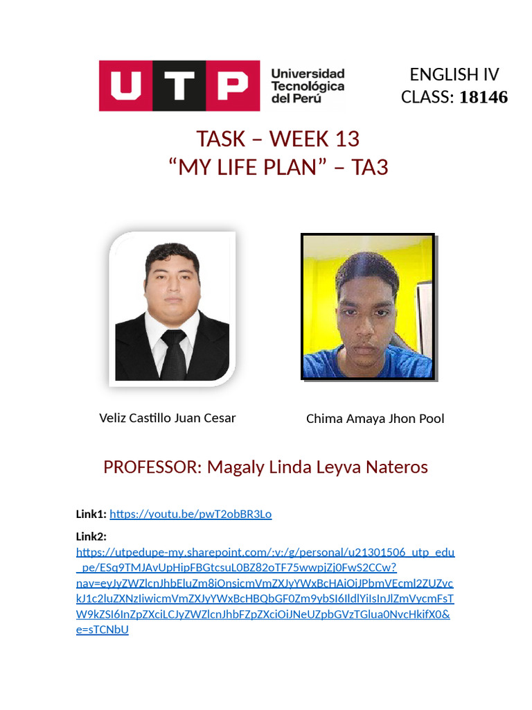 (AC-S13) Week 13 - Task Assignment - My Life Plan - TA3 | PDF